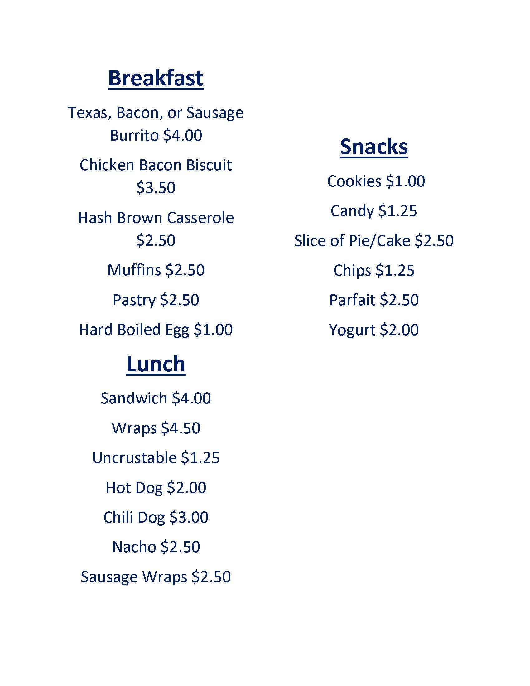 Highlander Cafe & Thistle Stop Menus